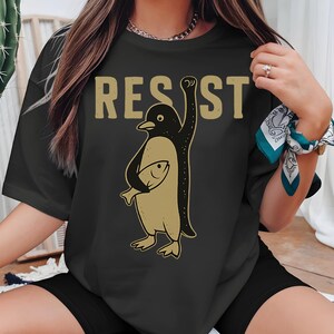 Protest Penguin PNG, Resist Penguin Activism Clipart, Retro Penguin ...
