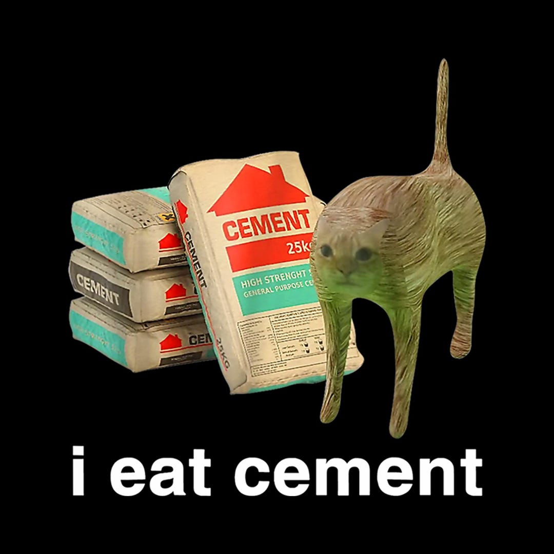 Cat PNG Design, I Eat Cement Cursed Cat Funny Oddly Specific Dank Meme ...