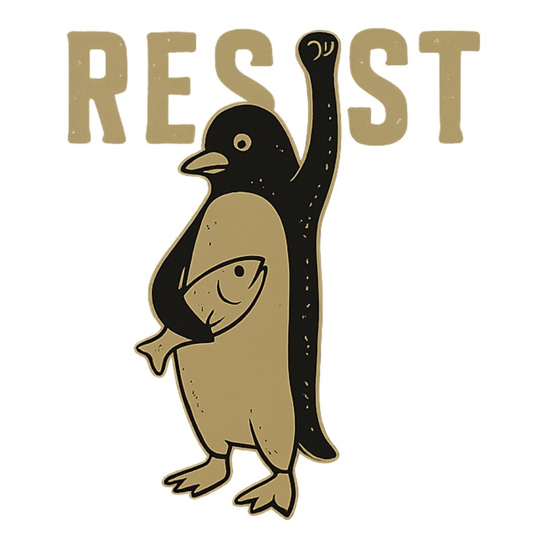 Protest Penguin PNG, Resist Penguin Activism Clipart, Retro Penguin ...