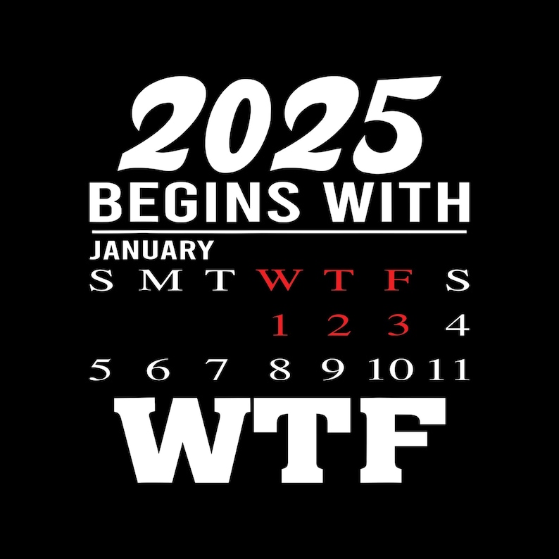 2025 WTF Png Funny 2025 Begins With Wtfv Happy New Year 2025 T-shirt ...