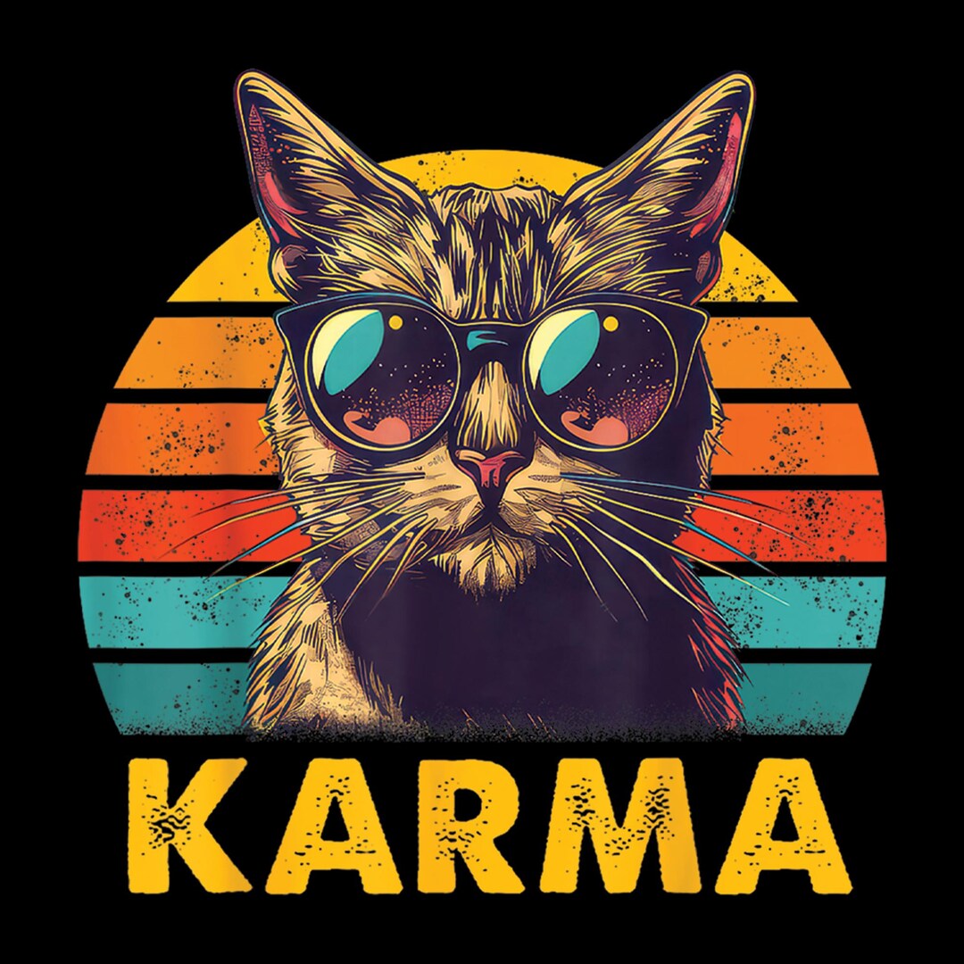 Retro Karma Cat PNG Design Vintage Digital Artwork Printable T-shirt ...