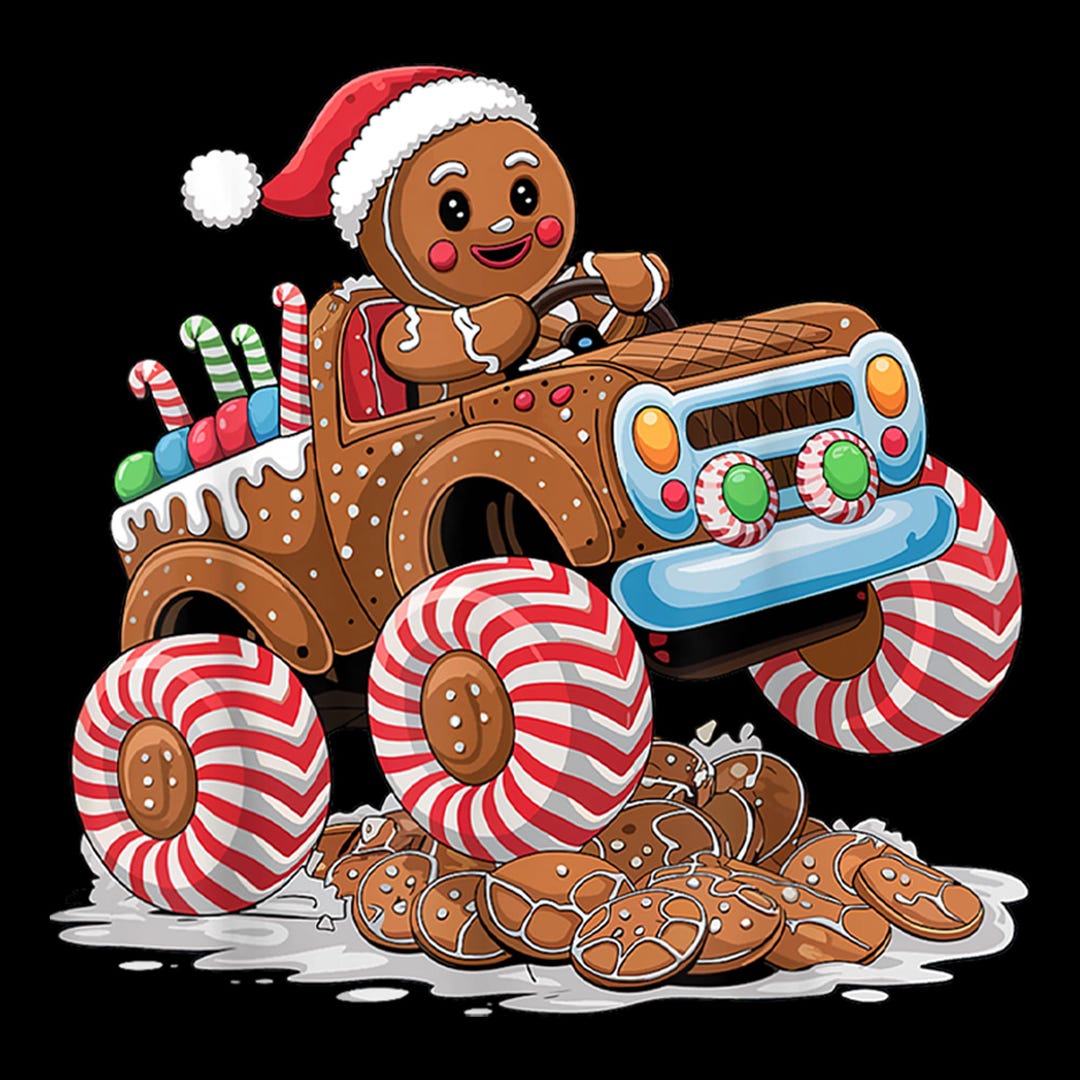 Gingerbread Man Monster Truck Christmas Baking Cookies Design - Festive ...