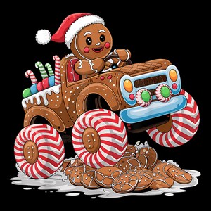 Gingerbread Man Monster Truck Christmas Baking Cookies Design - Festive ...