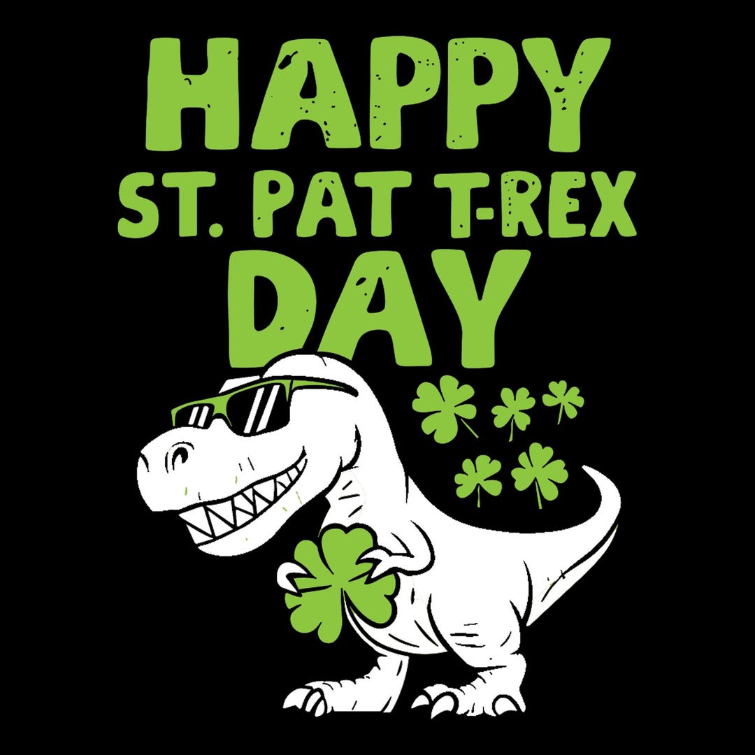 Happy St. Pat T-rex Day Png – Funny St. Patrick's Day Dinosaur T-shirt ...