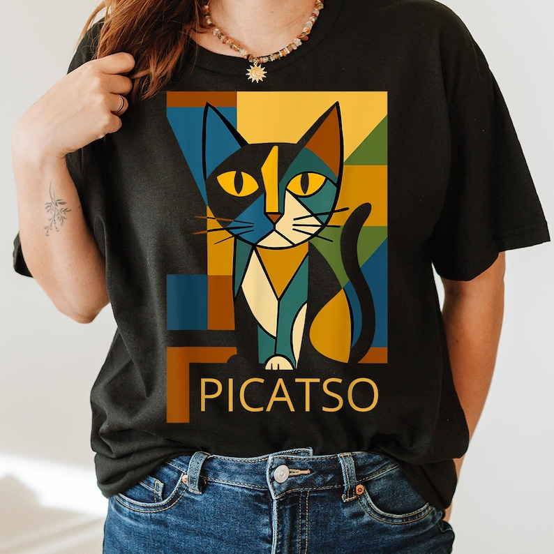 Funny Cat Picatso PNG | Cubism Art Style Vintage Cat Design | Abstract ...