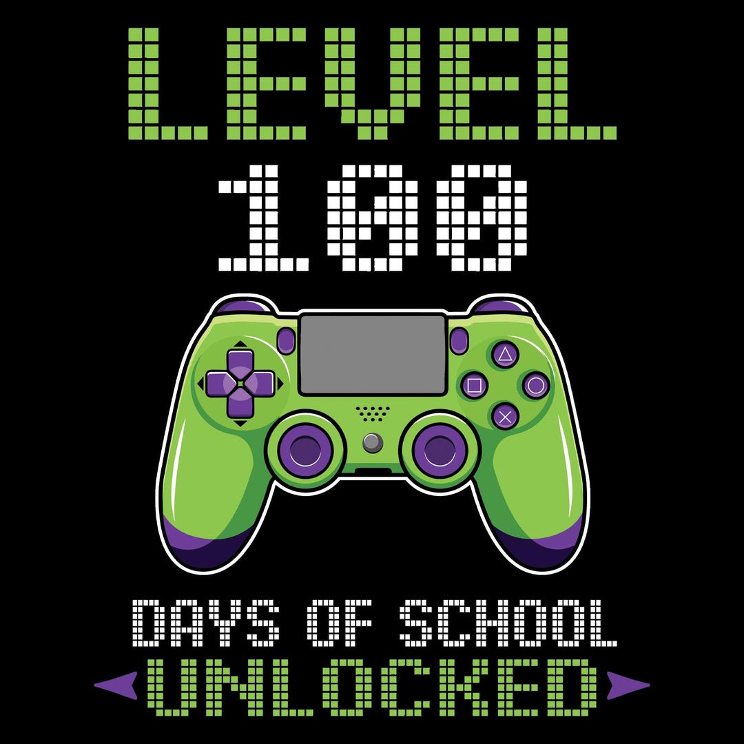 Level 100 Days of School Unlocked SVG | Gamer School Design PNG | Video ...