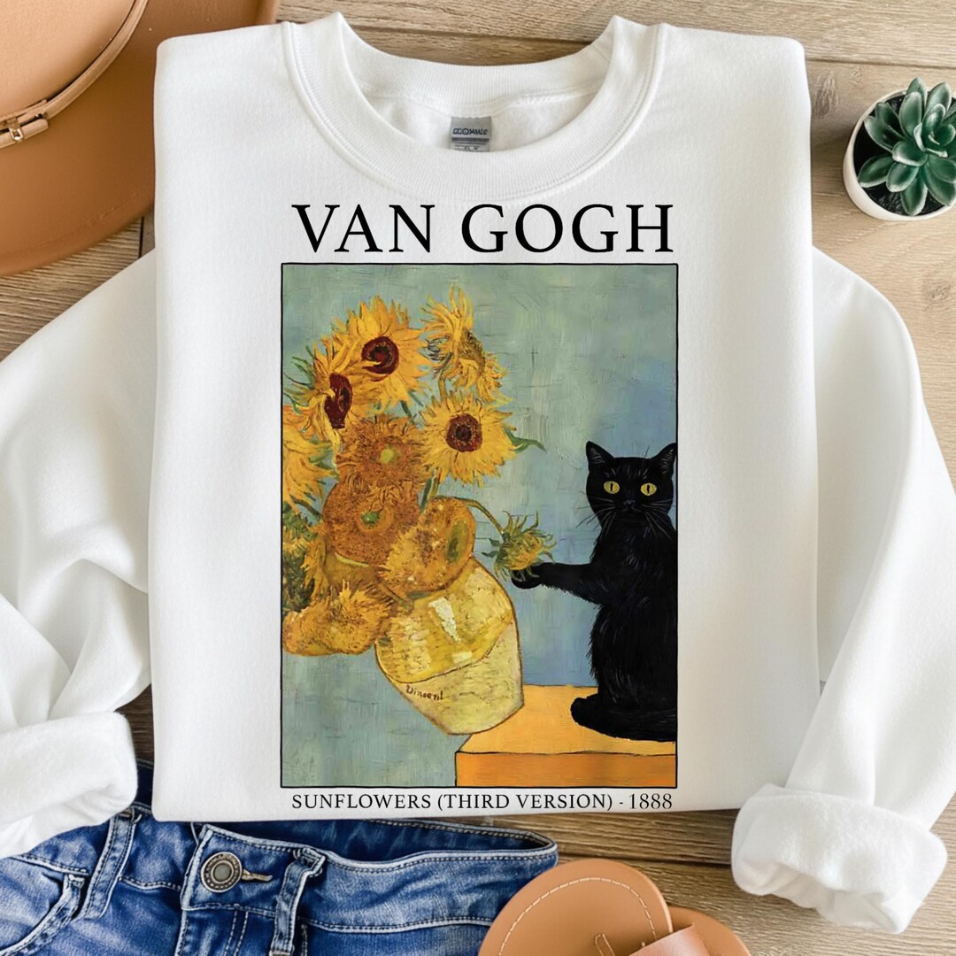Van Gogh Cat Sunflowers PNG, Funny Art Meme (digital Download) - Etsy