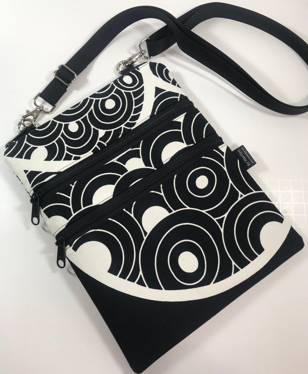 Jenny Cross Body, 3 Zipper Bag, by Marilyn, Purse, Black Messenger ...