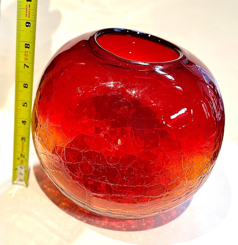 BLENKO #7115L HTF VINTAGE Large Ball/balloon/terrarium Vase in ...