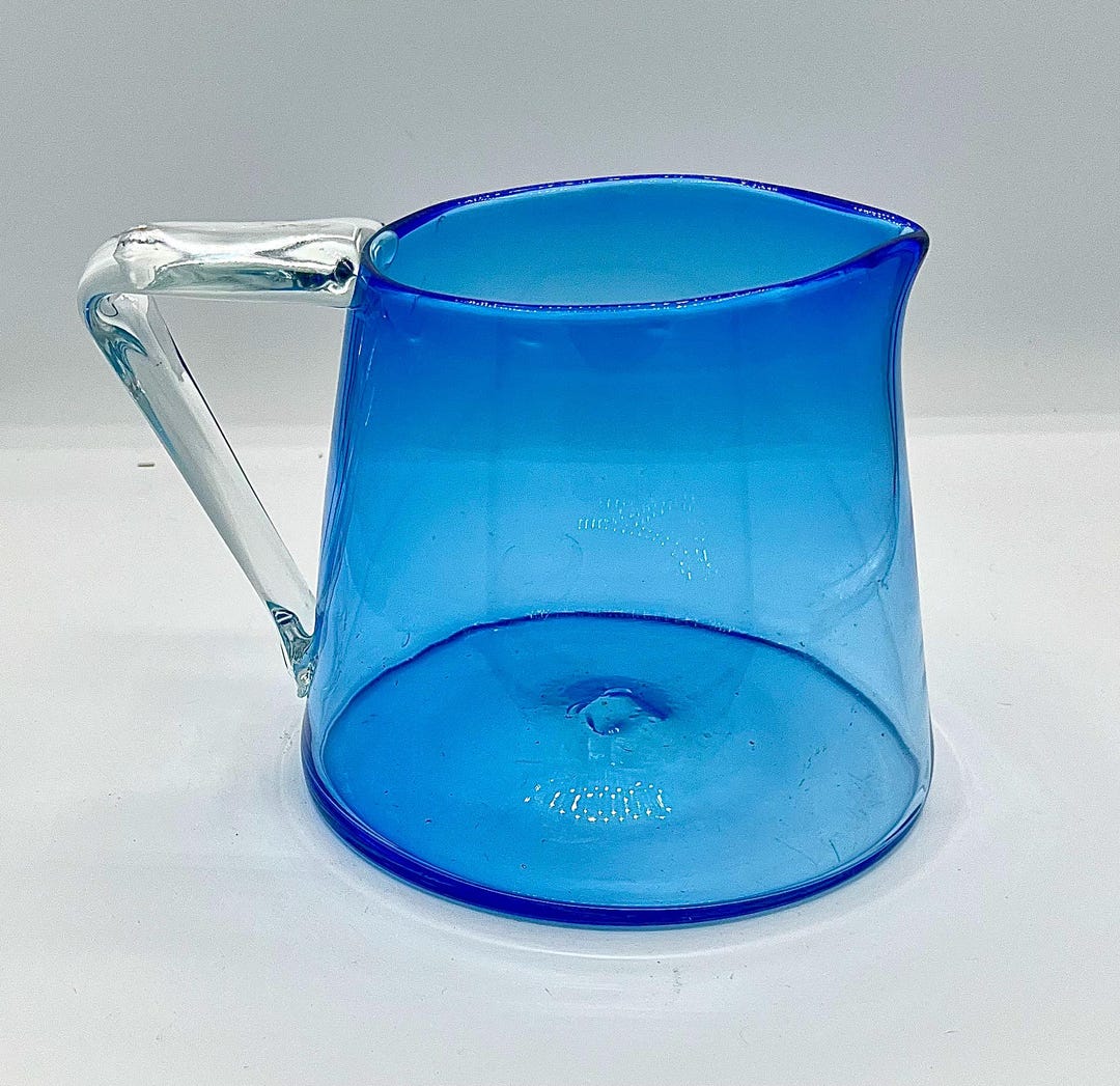 BLENKO #9113 PITCHER in AZURE W/crystal Handle Puts the Mod in Mcm ...