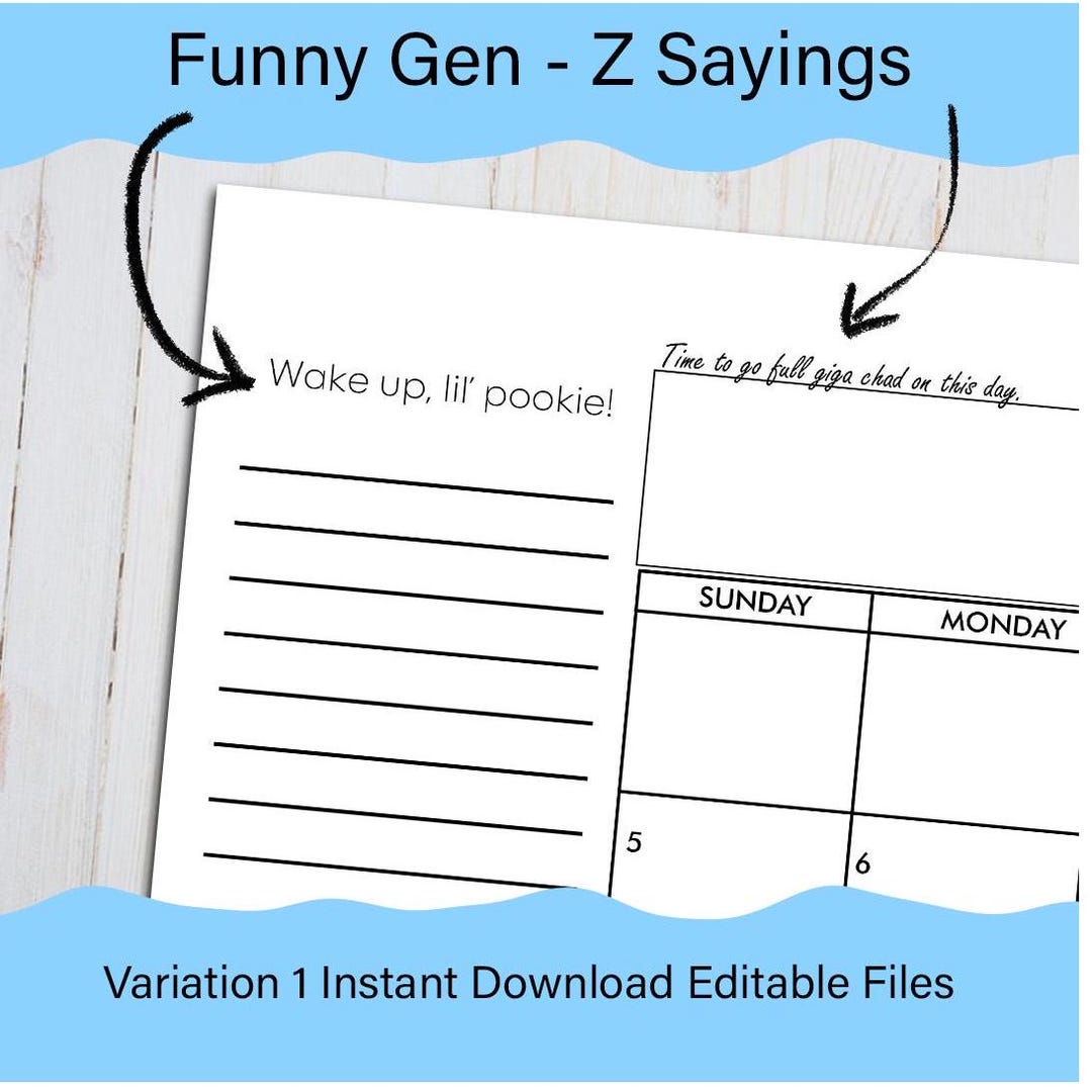 2025 Calendar Funny Gen Z Sayings Instant Download Minimalist Landscape 2025-calendar-funny-gen-z-sayings-instant-download-minimalist-landscape