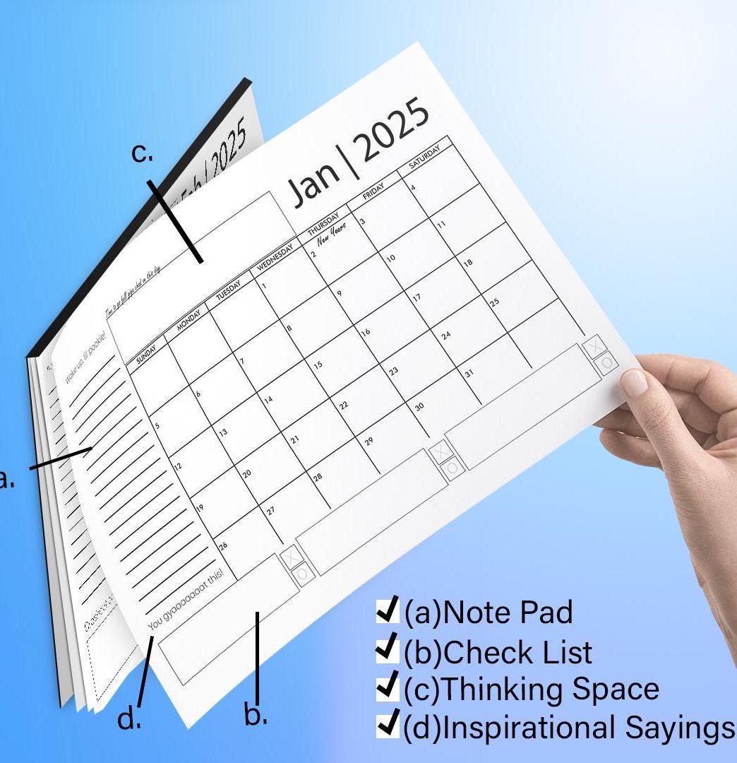 2025 Calendar Funny Gen Z Sayings Instant Download Minimalist Landscape ...