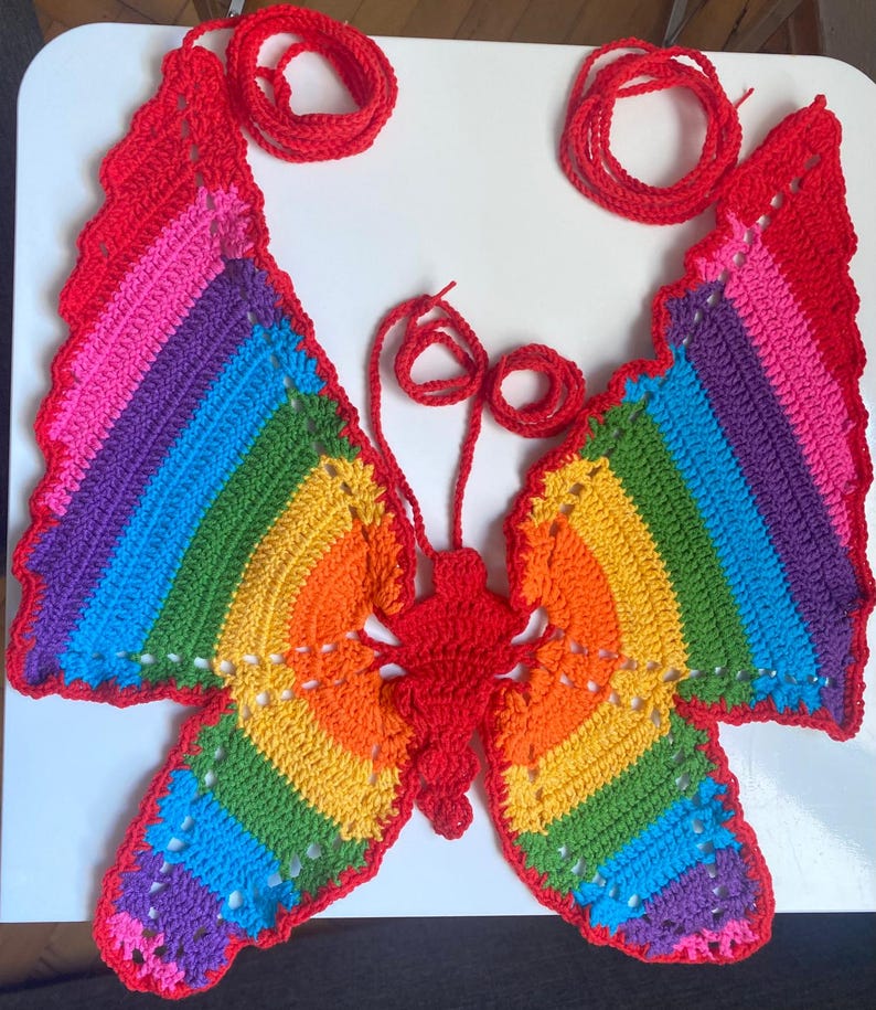 Handmade Crochet Butterfly Top – LGBT Pride Festival Outfit – Rainbow ...