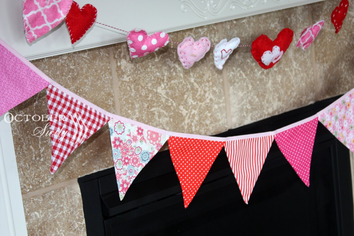 Cute & Colorful Fabric Bunting 3 Colors Pinks Blues | Etsy