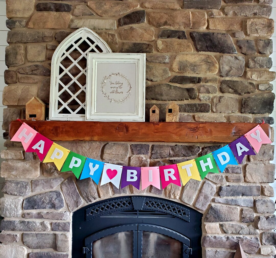Felt HAPPY BIRTHDAY Banner, Reusable | PINKS - Etsy