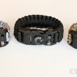DELUXE Survival Bracelet | Flint, Fish Hook, Fish Line, Tinder, Knife ...
