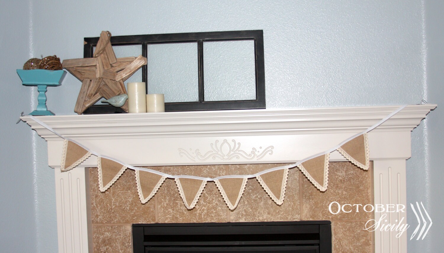 Rustic Burlap & Lace Banner Bunting Garland Flags. Wedding - Etsy