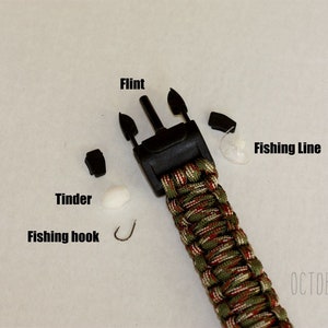 DELUXE Survival Bracelet | Flint, Fish Hook, Fish Line, Tinder, Knife ...