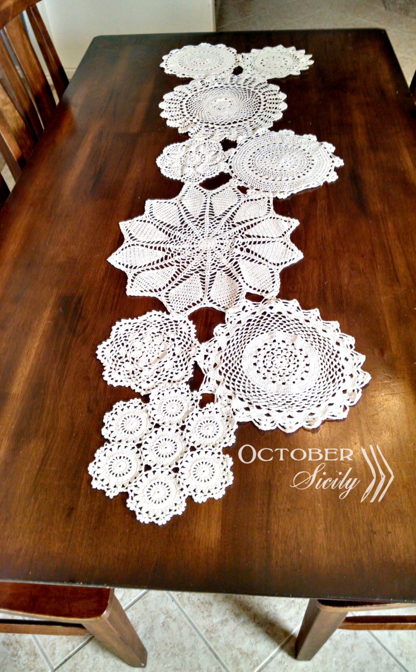 Beautiful Handmade Crochet Doily Table Runner Ivory or White - Etsy