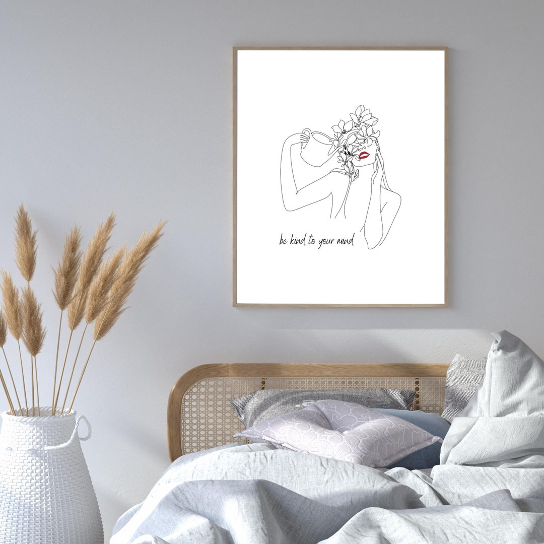 Be Kind to Your Mind Wall Art – Minimalist Mental Health Print – Self ...