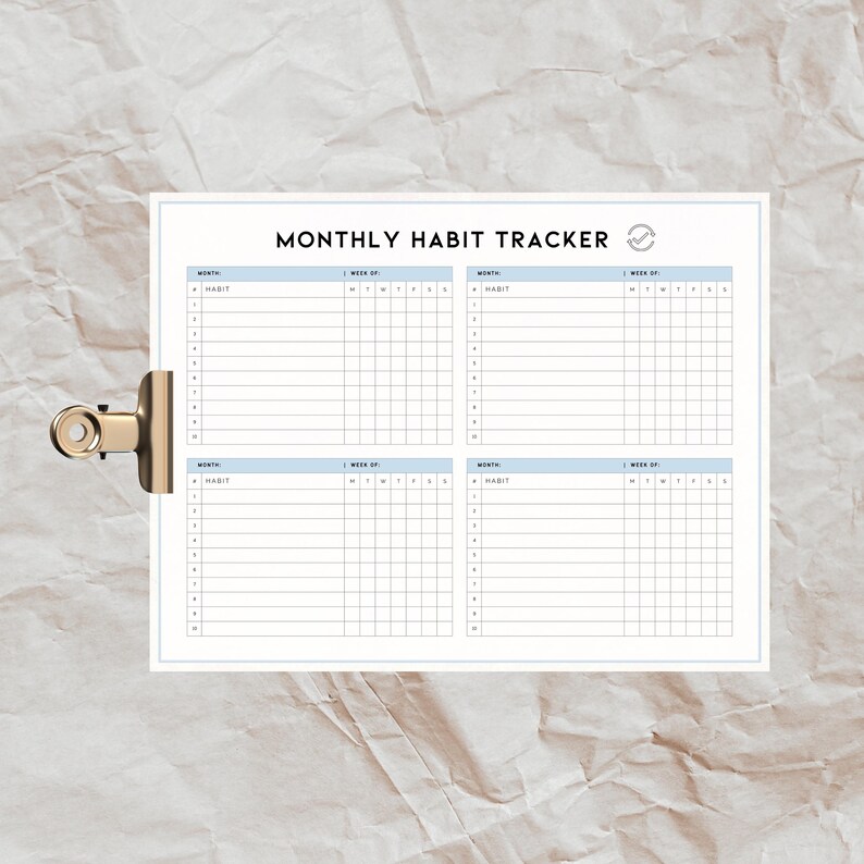 Monthly Habit Tracker Printable | 8.5x11 PDF Planner | Minimalist Goal ...