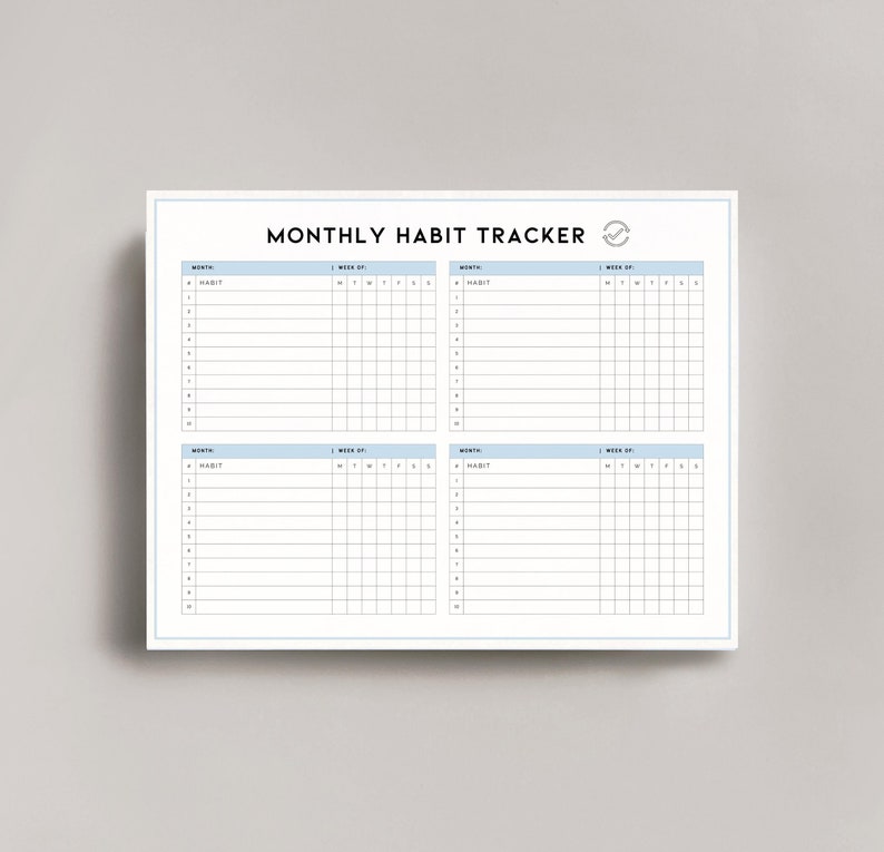 Monthly Habit Tracker Printable | 8.5x11 PDF Planner | Minimalist Goal ...