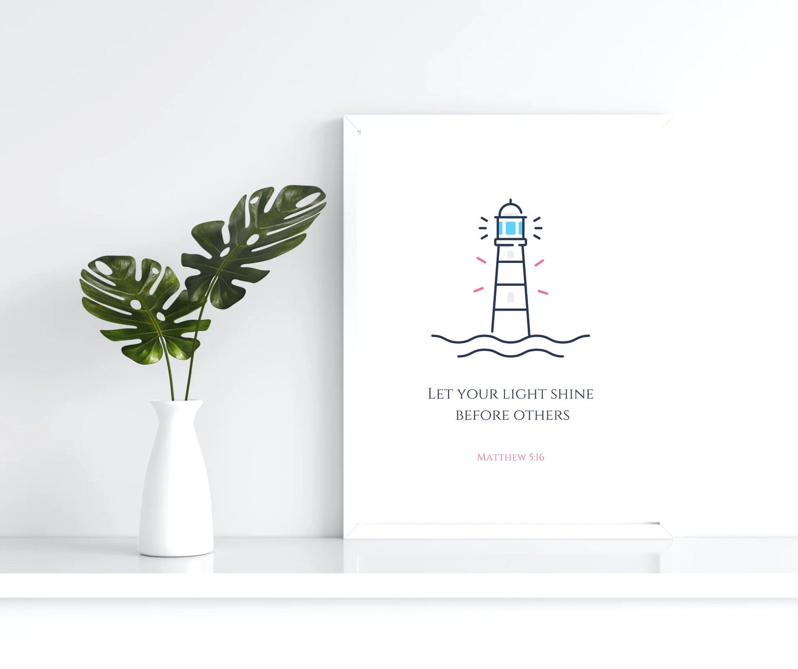 Let Your Light Shine Lighthouse Print | Matthew 5:16 Coastal Scripture ...