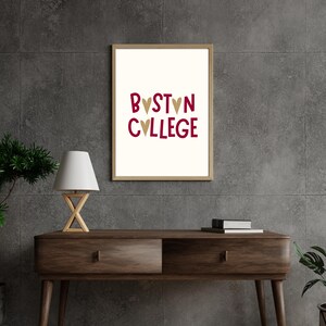 Boston College Typography Heart Print | Boston College Art | Boston ...