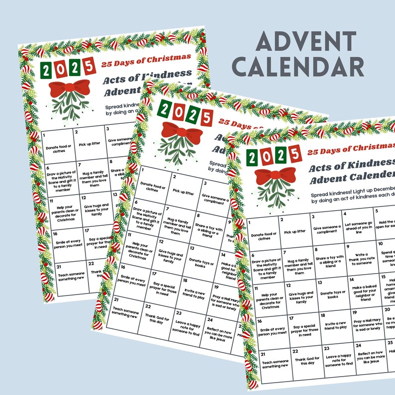 Catholic Acts of Kindness Advent Calendar for Kids | 25 Days of Faith ...