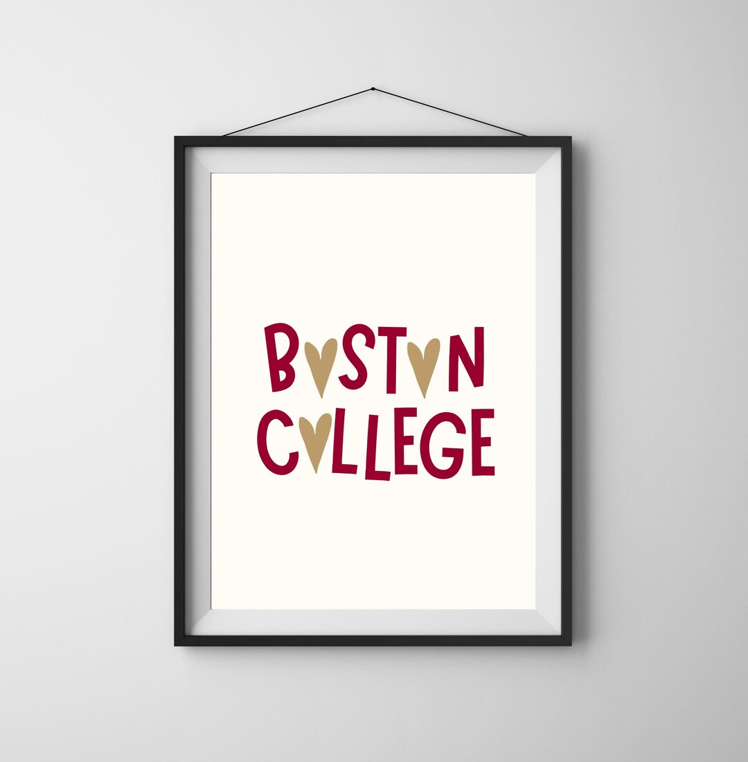 Boston College Typography Heart Print | Boston College Art | Boston ...
