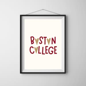 Boston College Typography Heart Print | Boston College Art | Boston ...