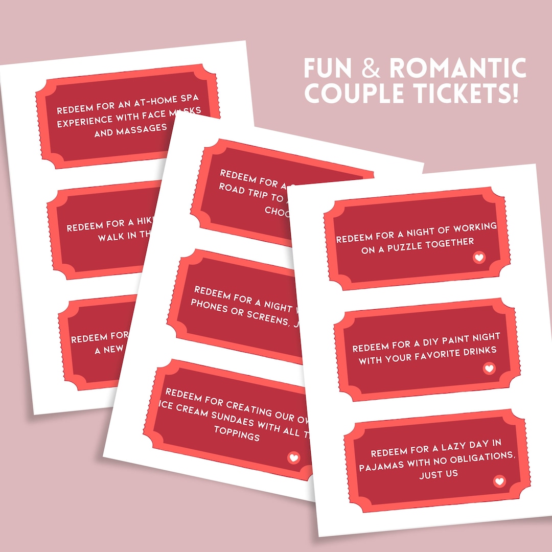 Printable Date Night Tickets – DIY Romantic Gift for Couples – Romantic ...