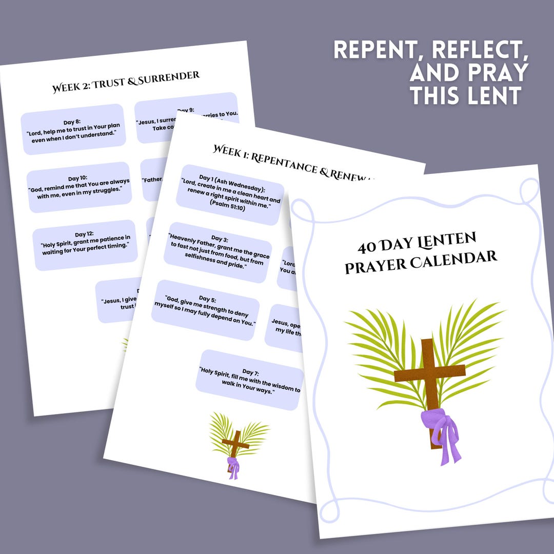 40 Day Lenten Prayer Calendar | Catholic Lenten Devotional | Lent ...