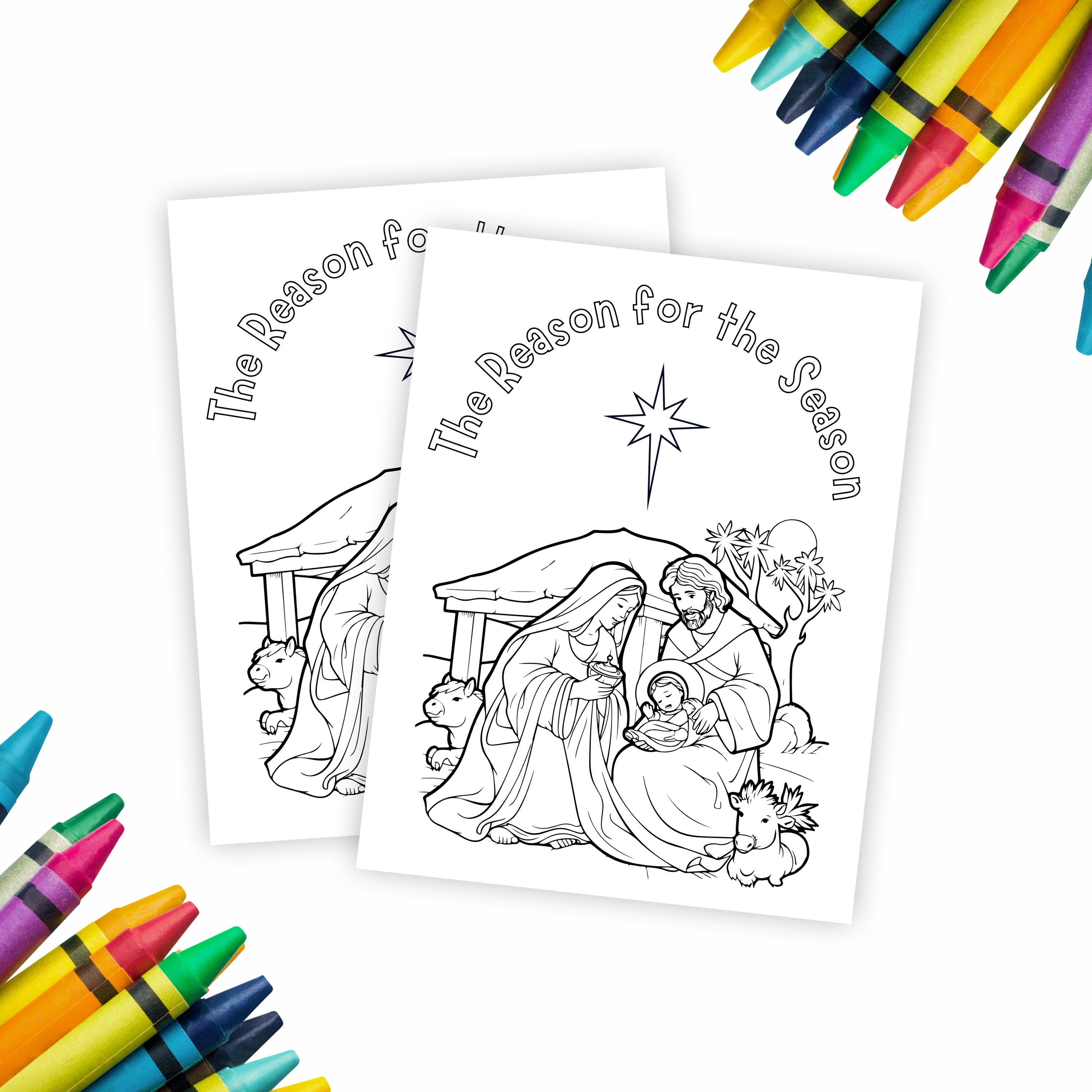 Nativity Scene Coloring Page the Reason for the Season Coloring Sheet ...