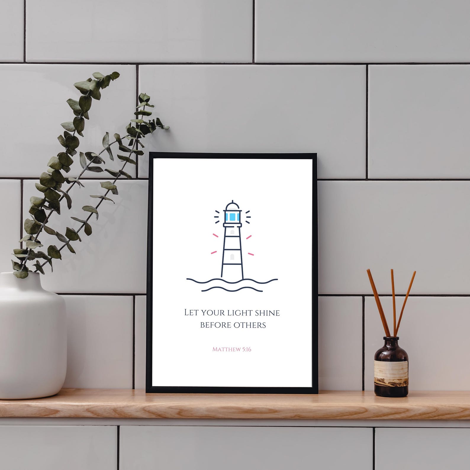 Let Your Light Shine Lighthouse Print | Matthew 5:16 Coastal Scripture ...