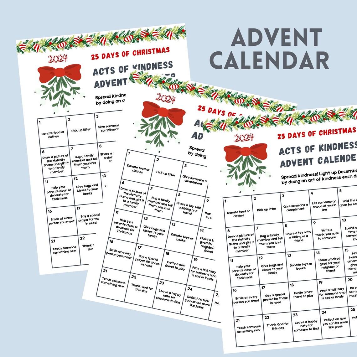 Catholic Acts of Kindness Advent Calendar for Kids | 25 Days of Faith ...