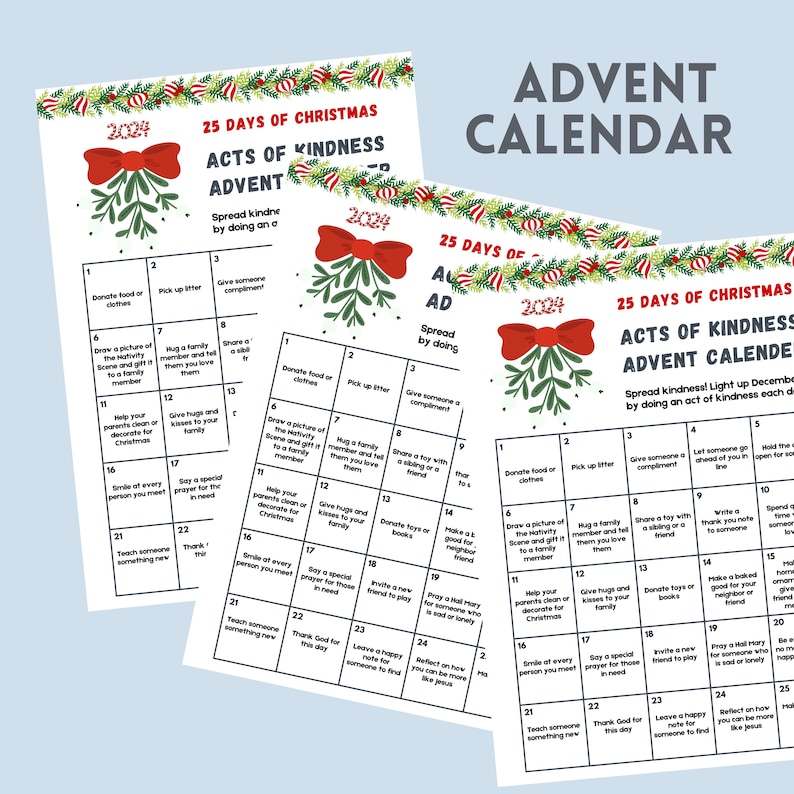 Catholic Acts of Kindness Advent Calendar for Kids | 25 Days of Faith ...