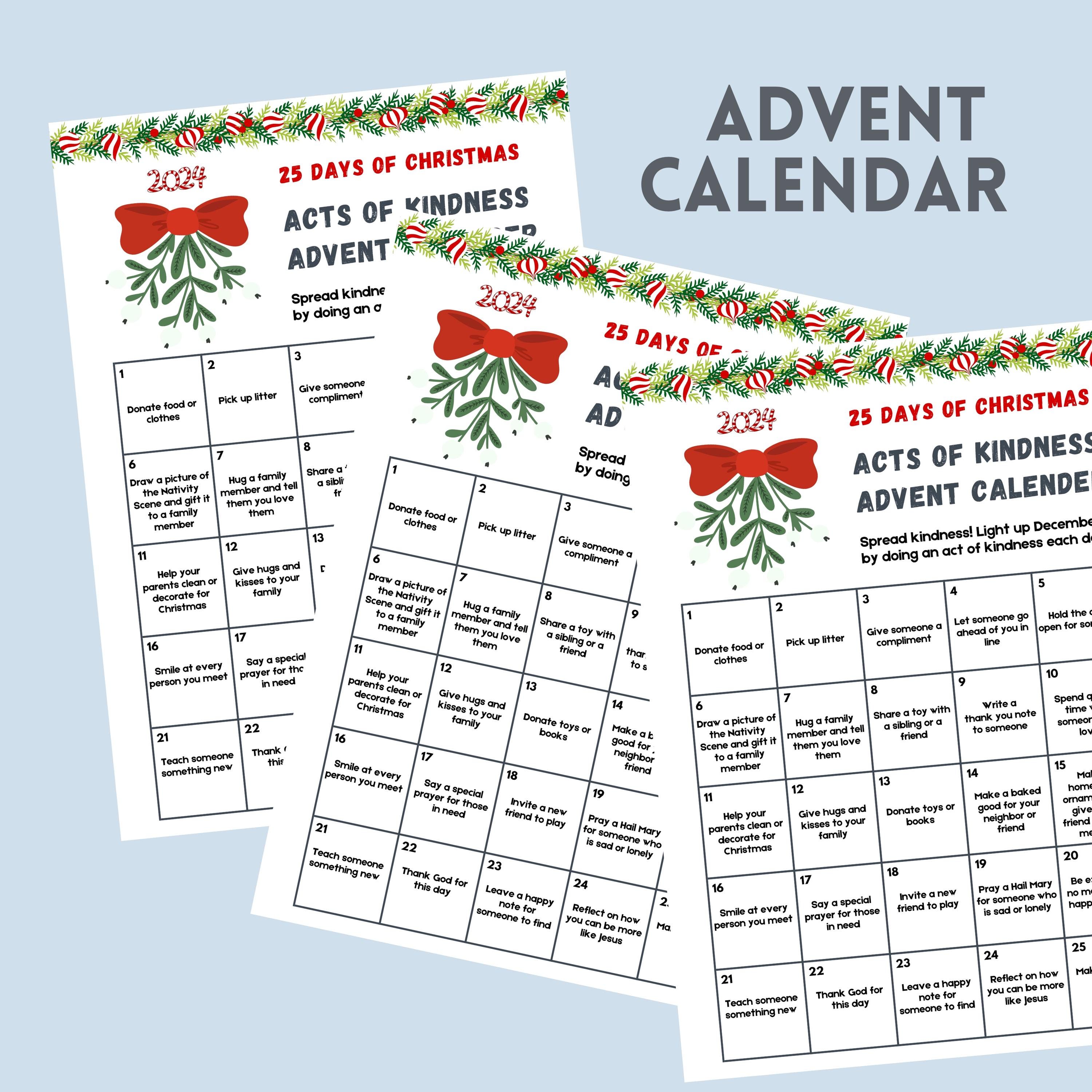 Catholic Acts of Kindness Advent Calendar for Kids | 25 Days of Faith ...