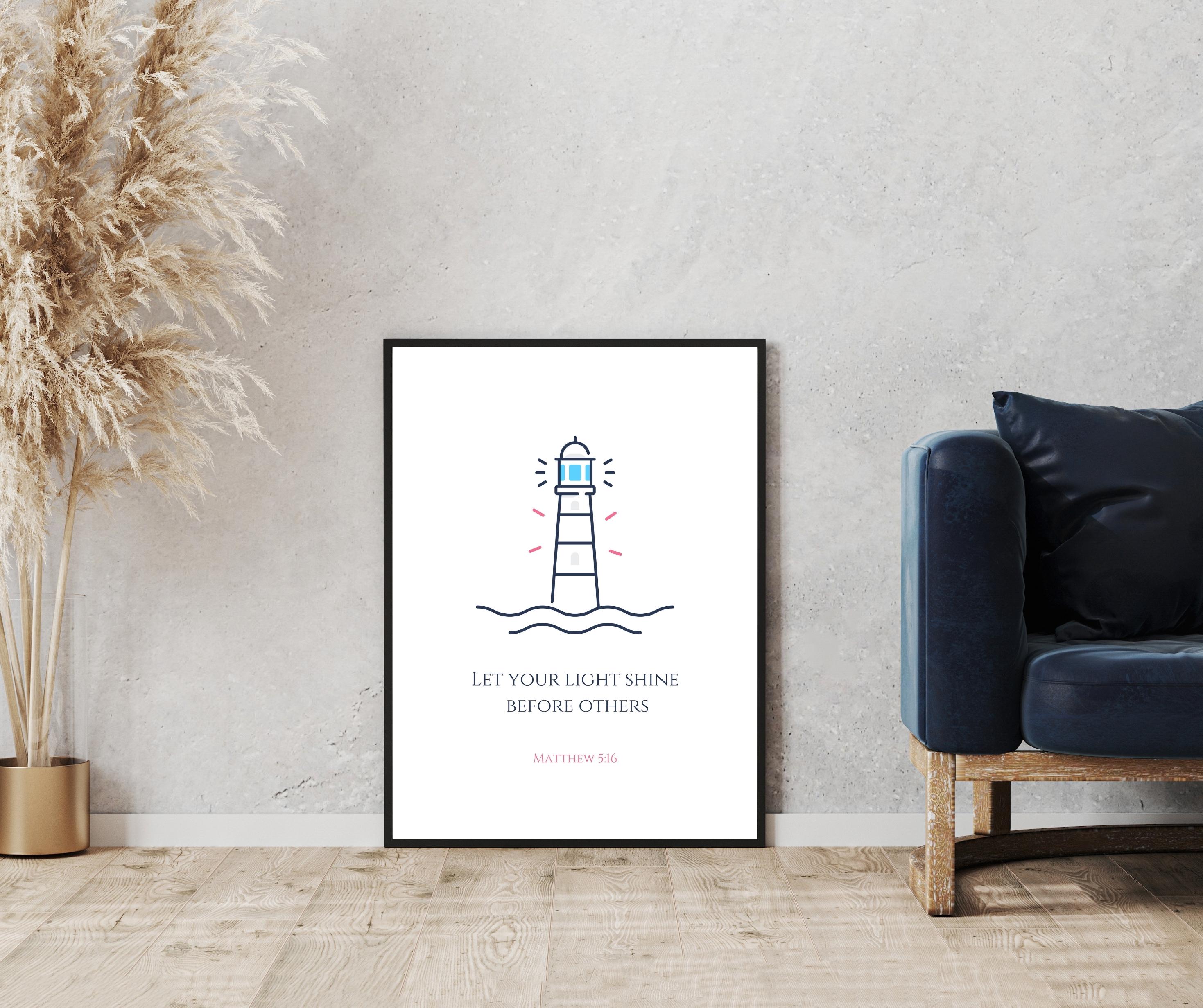 Let Your Light Shine Lighthouse Print | Matthew 5:16 Coastal Scripture ...