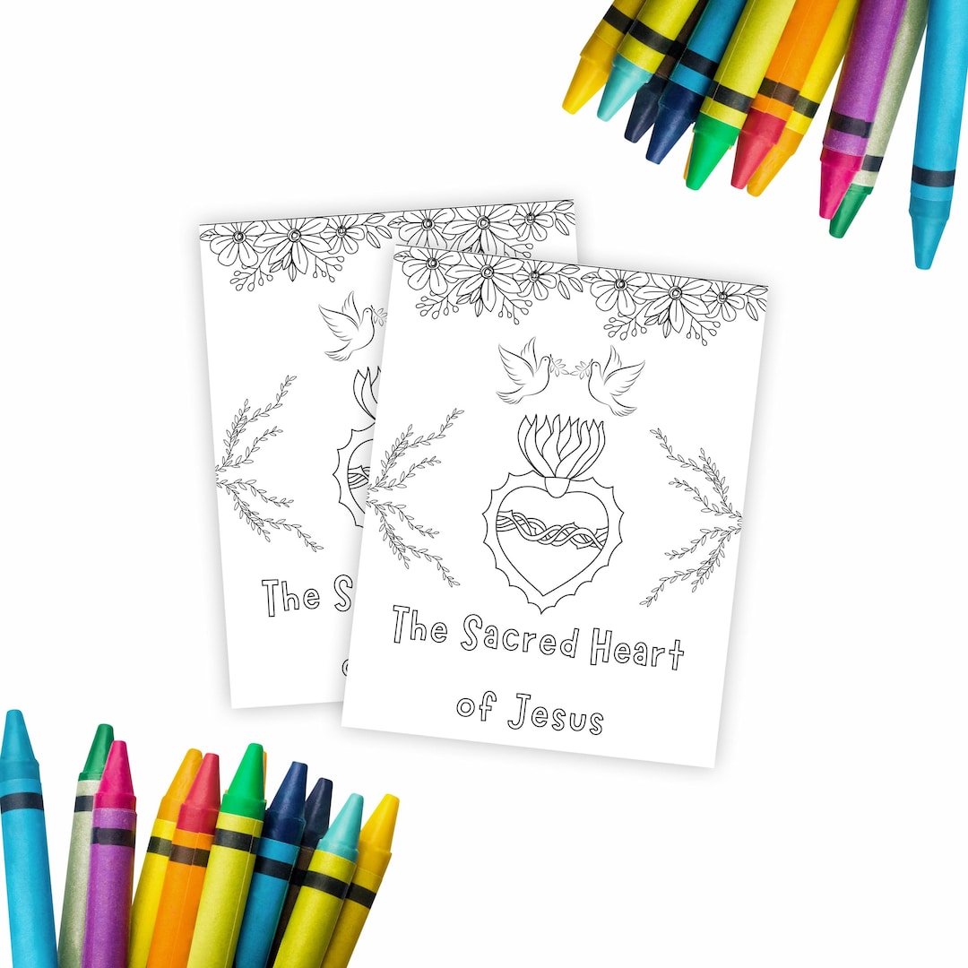 Sacred Heart of Jesus Coloring Page – Catholic Printable, Religious Art ...