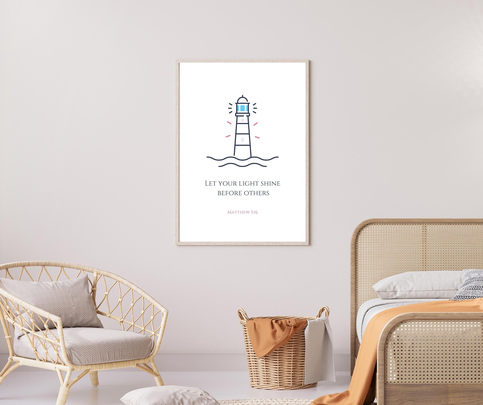 Let Your Light Shine Lighthouse Print | Matthew 5:16 Coastal Scripture ...