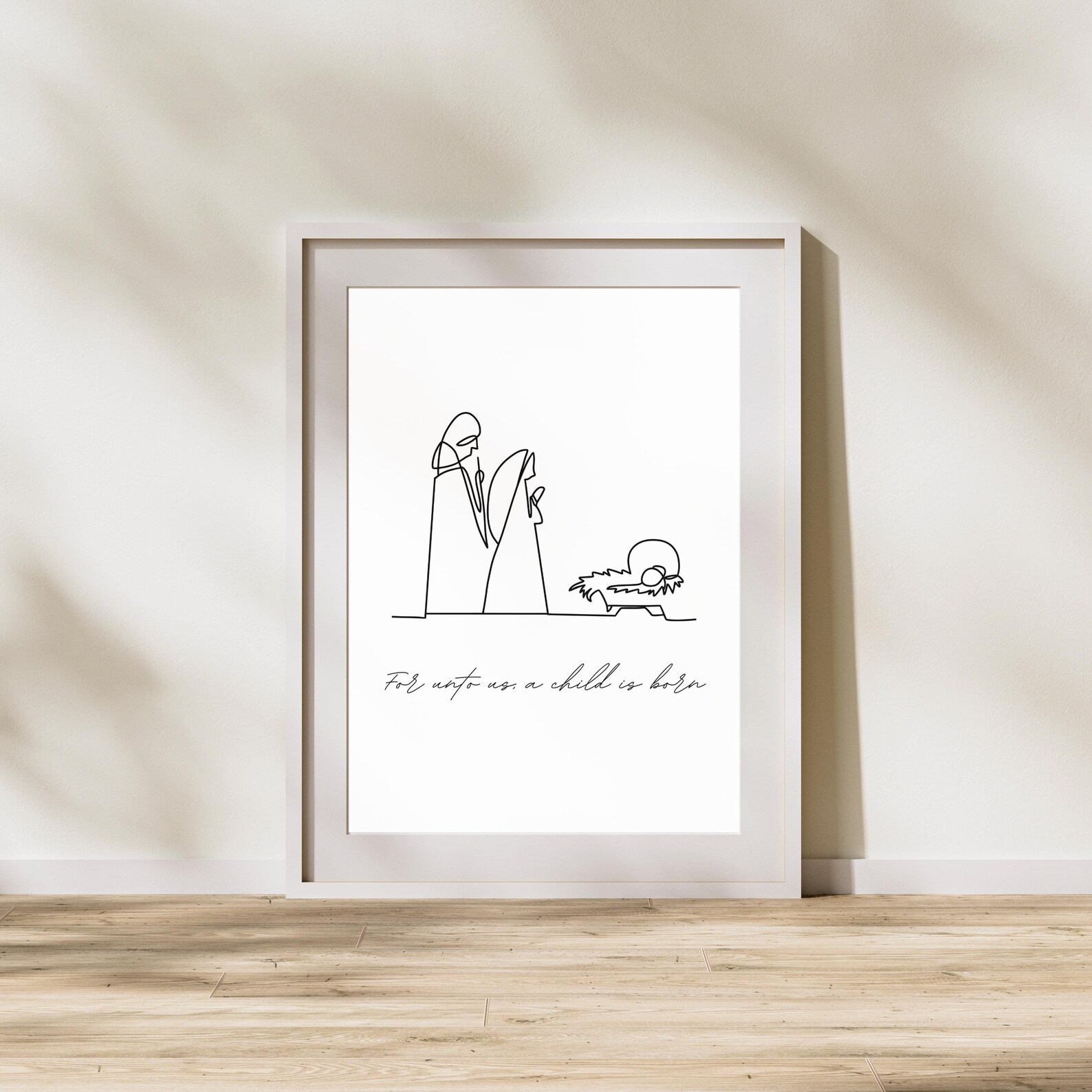 Minimalist Nativity Scene Print | 'for Unto Us a Child is Born ...