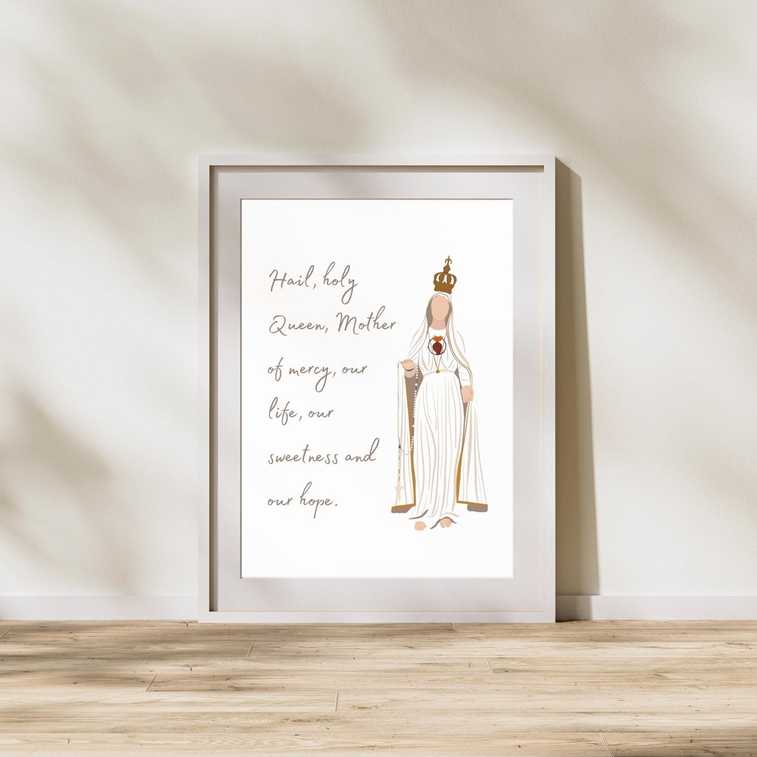 Hail Holy Queen Prayer Art Print – Mother of Mercy, Life, Sweetness and ...