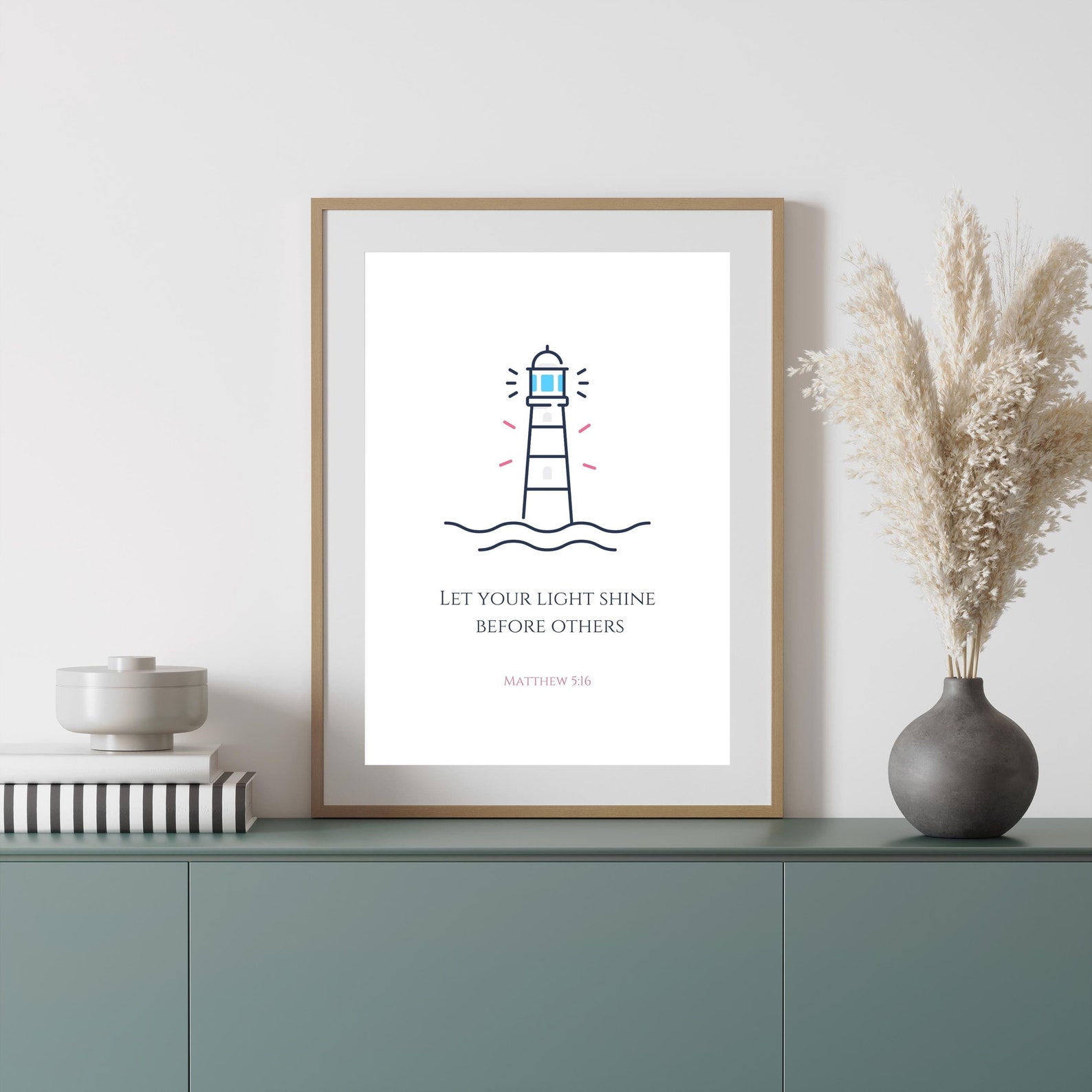 Let Your Light Shine Lighthouse Print | Matthew 5:16 Coastal Scripture ...