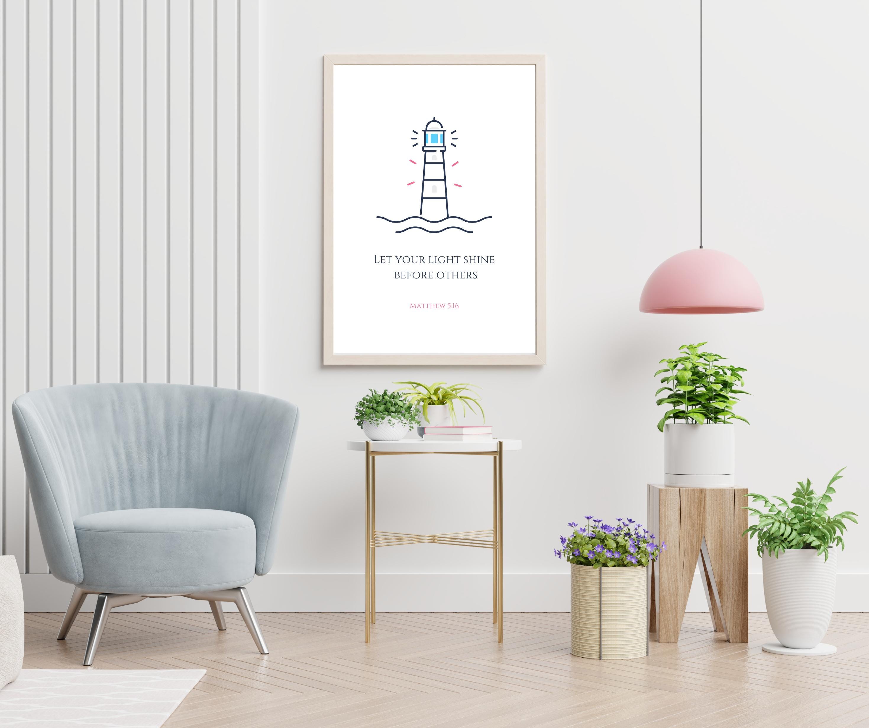 Let Your Light Shine Lighthouse Print | Matthew 5:16 Coastal Scripture ...