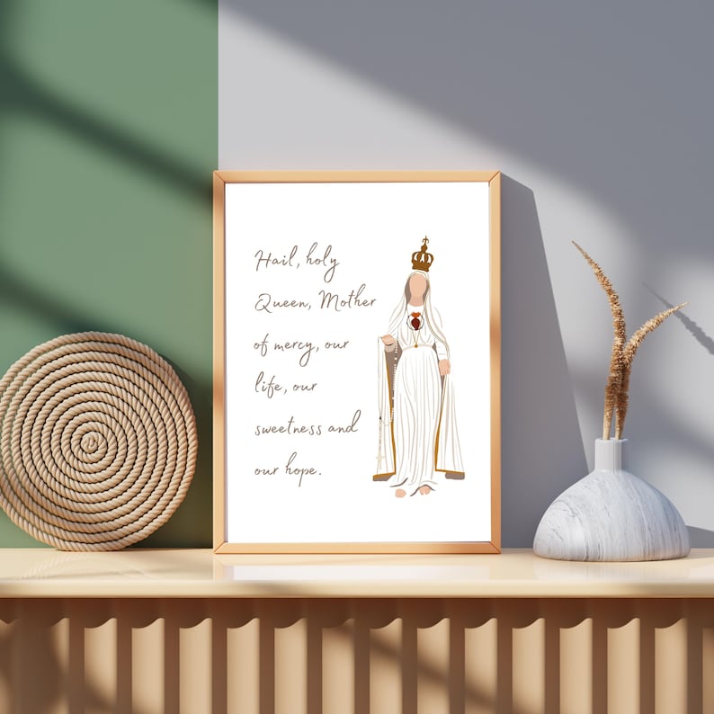 Hail Holy Queen Prayer Art Print – Mother of Mercy, Life, Sweetness and ...