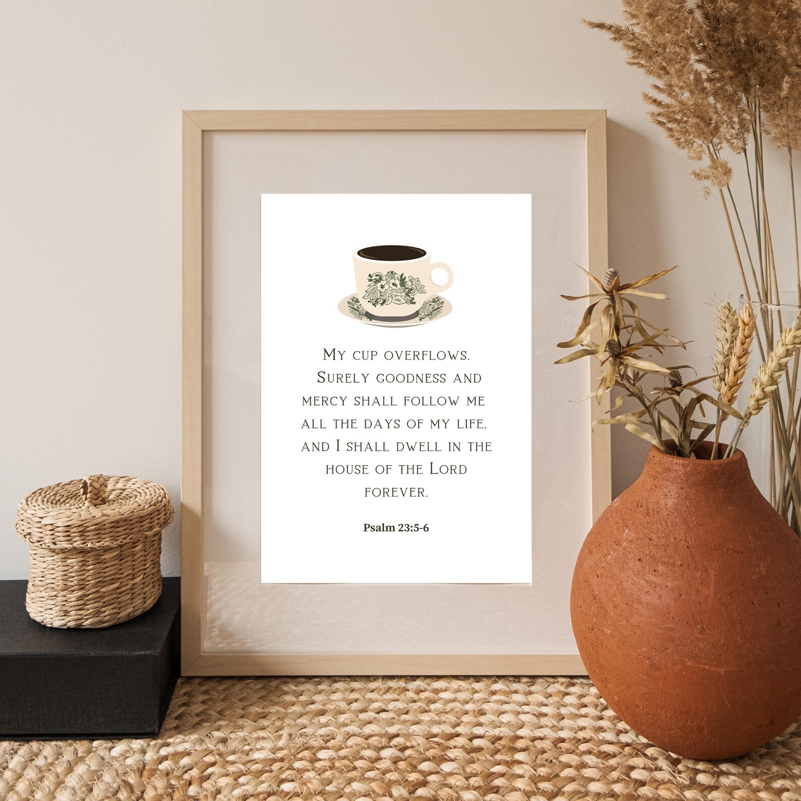 My Cup Overflows Printable Wall Art - Psalm 23:5-6 Bible Verse ...