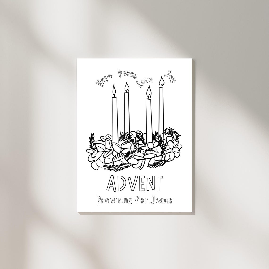 Advent Coloring Page Printable | Catholic Advent Wreath With Hope ...