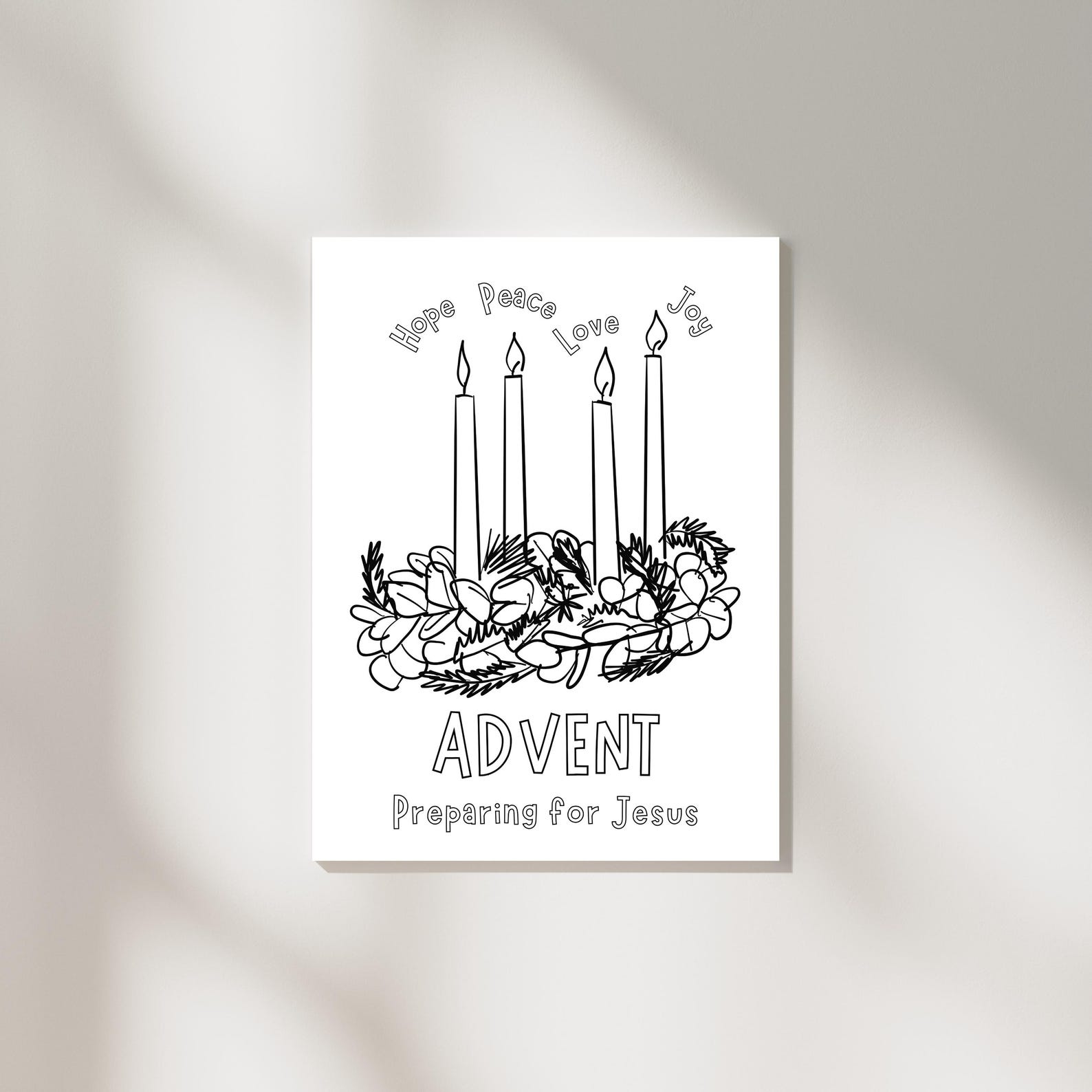 Advent Coloring Page Printable | Catholic Advent Wreath With Hope ...