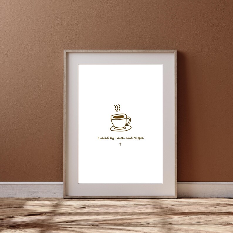 Fueled by Faith and Coffee Minimalist Catholic Art Print – Christian ...